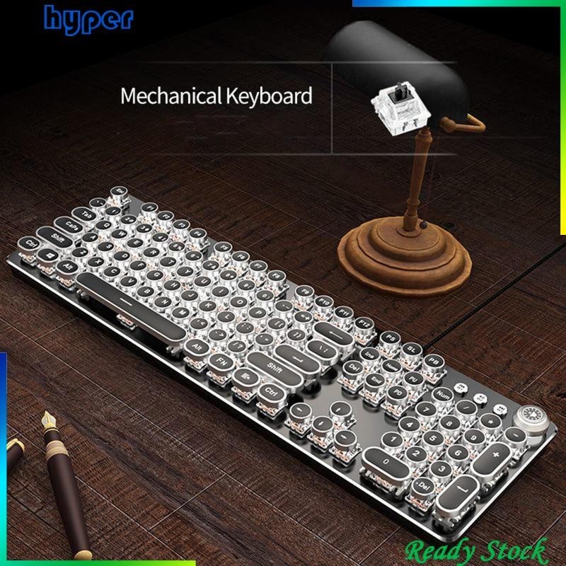 [ Retro 104 Key PC Wired Keyboard Black Switch Mechanical Gaming ...