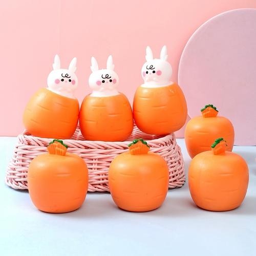 Funny Carrot Rabbit Cup Squeeze Toys Stress-relieving Bunny Pinch Fun ...