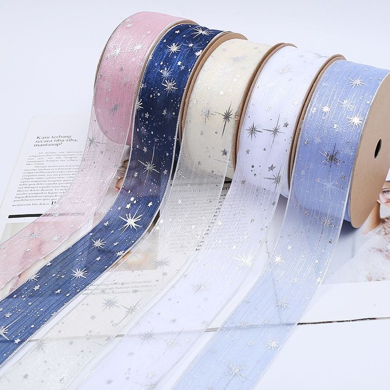 Fantasy Starry Sky Yarn Ribbon Gauze Ribbon diy Flower Wrapping Paper ...
