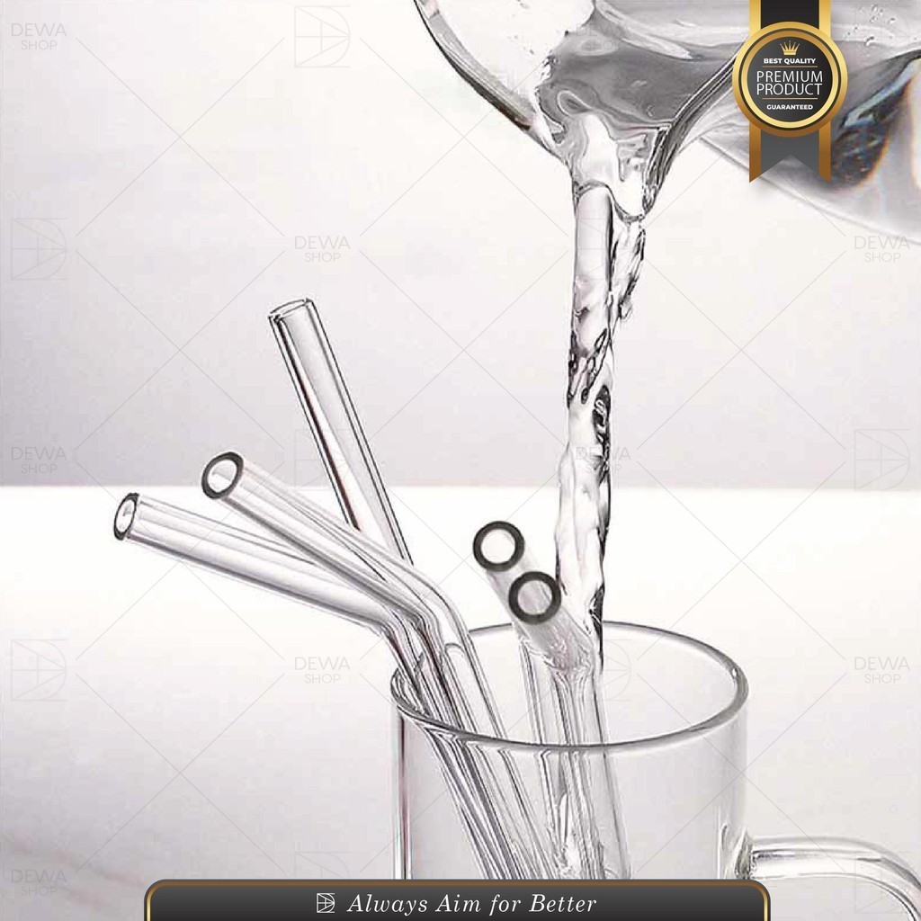Straight Bent Borosilicate Glass Straw Smoothies Clear Transparent ...