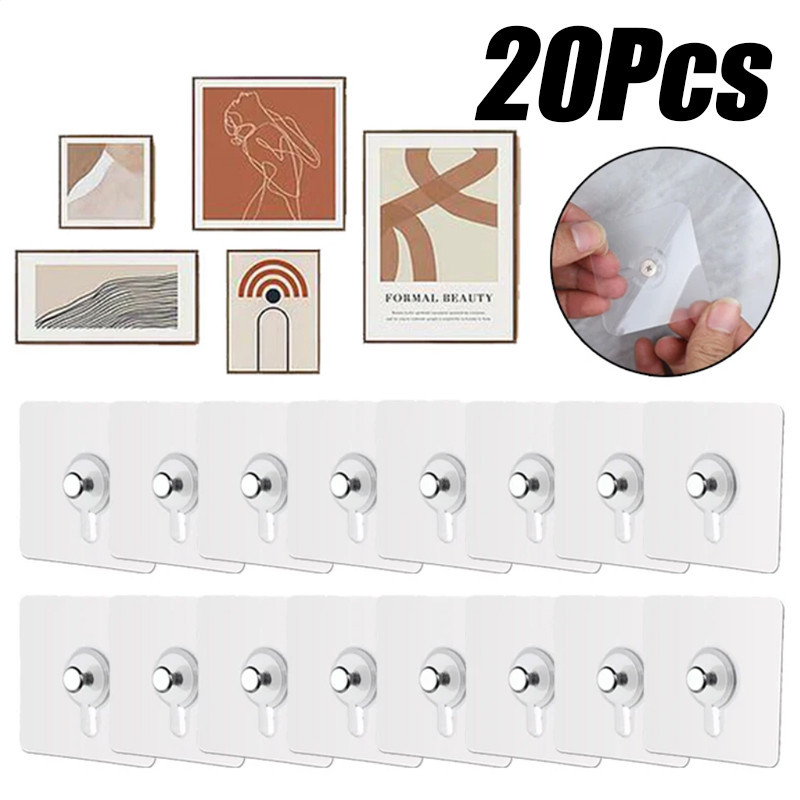 5-20Pcs No Drill Hole Photo Frame Screw Hooks Holder/Wall-Mounting Nail ...