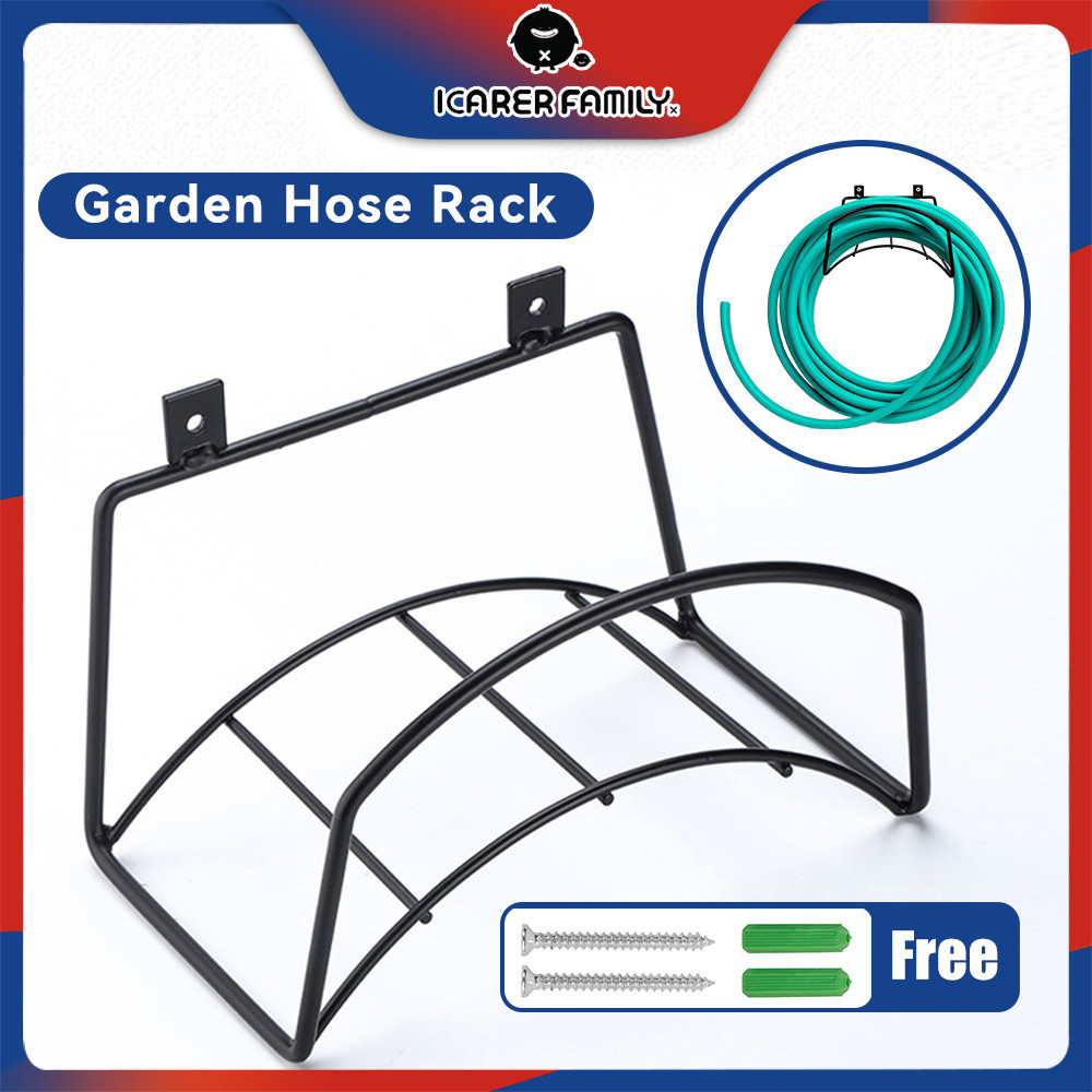 Icarer Garden Hose Rack Metal Hose Hanger Holder Storage Rack Organizer ...