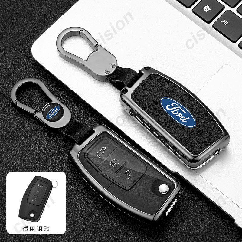 Zinc Alloy Genuine Leather Car Key Case Cover Flip Folding Remote Fob ...