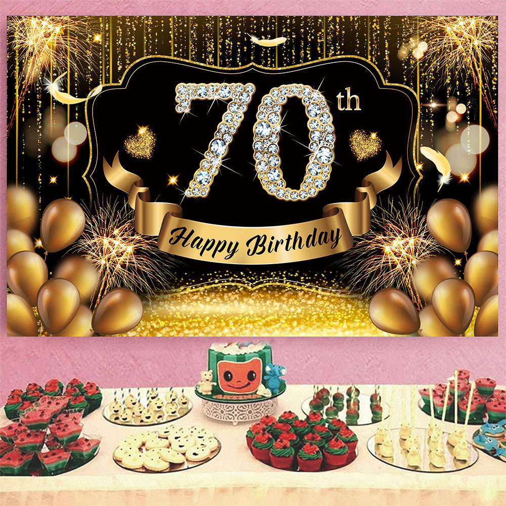 Black Gold 50 60 70th Birthday Backdrops ,Banner ,Anniversary,Happy ...