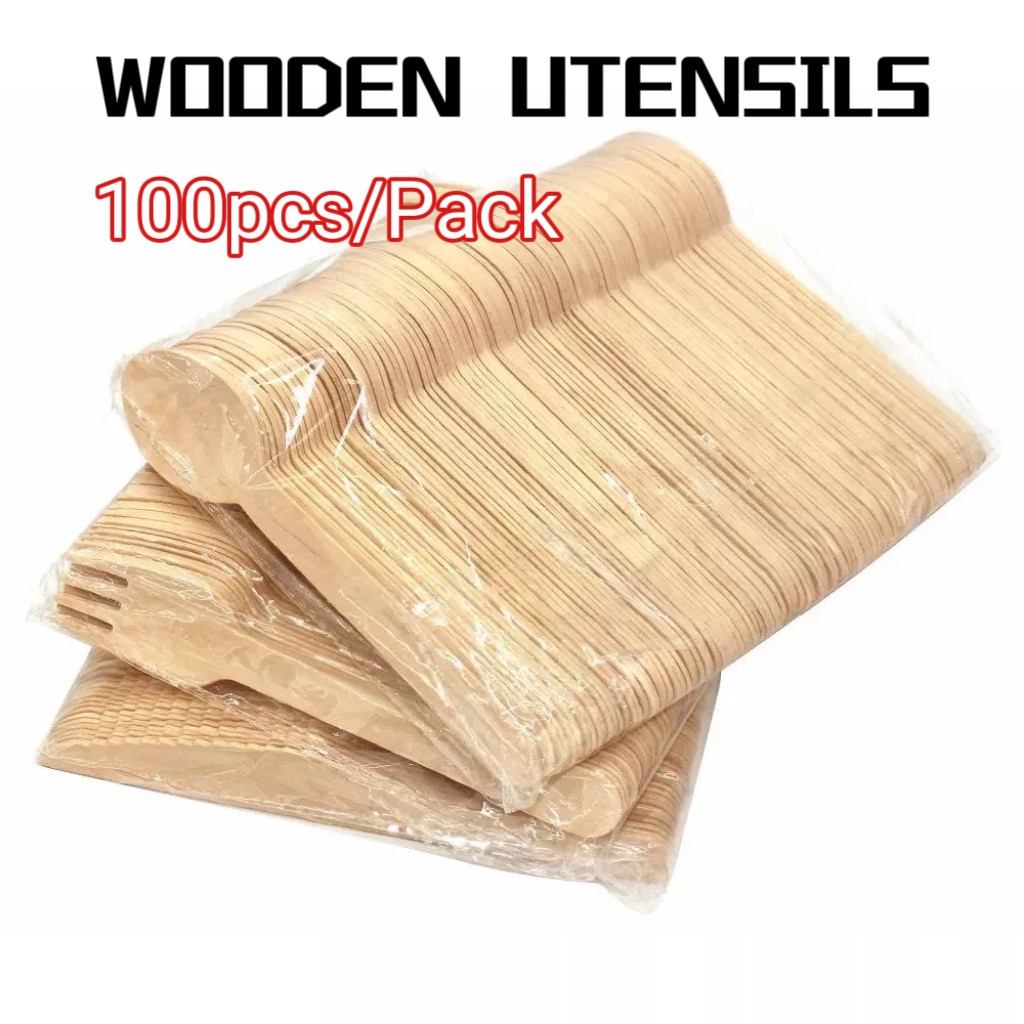 100PCS Individual Pack Wooden Utensils Wooden Spoon Dessert Shovel ...