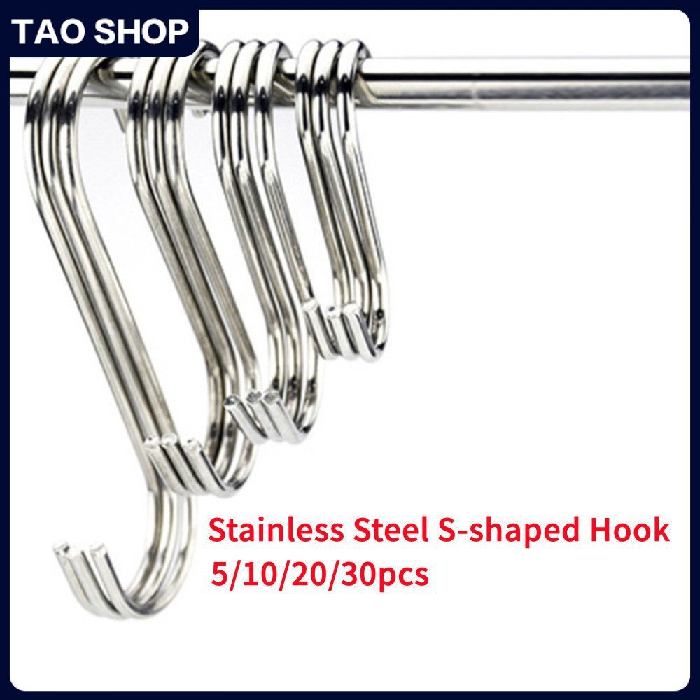 Stainless Steel Metal S-Shaped Hooks Multi-Purpose 3 Sizes Heavy Duty Clothing Hanging Hooks ...