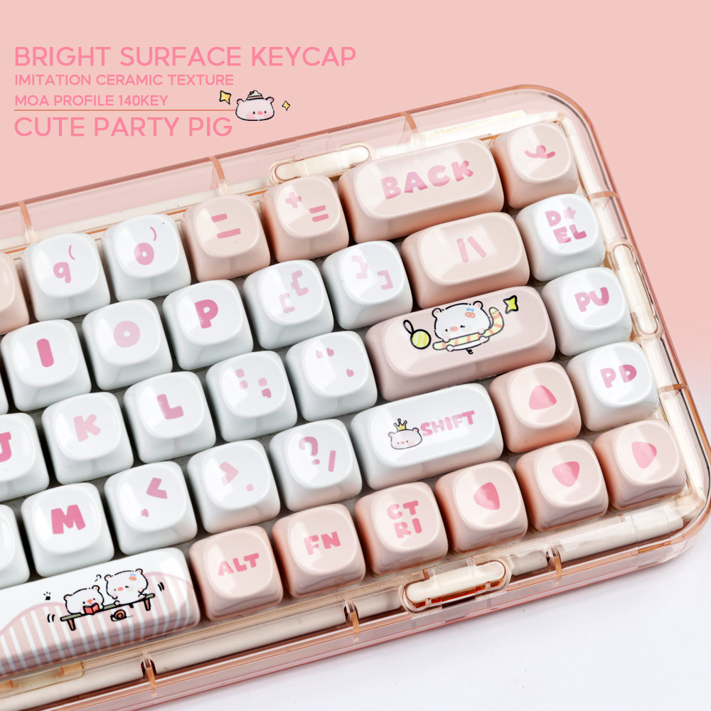 Bright Surface Party Pig 140Keys/Set Keycaps MOA Profile PBT Dye ...
