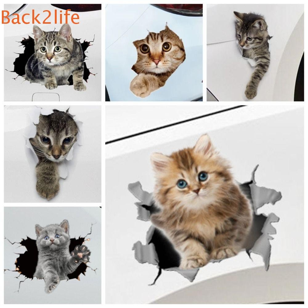 BACK2LIFE Car 3D Cat Stickers, 3D Cat Animal Styling Cat in The Crack ...