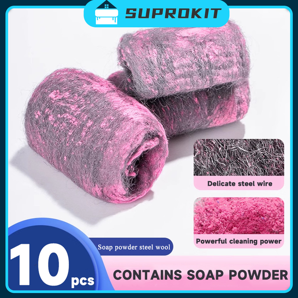 10pcs Steel Wool Rags with Soap Powder for Strong Decontamination ...