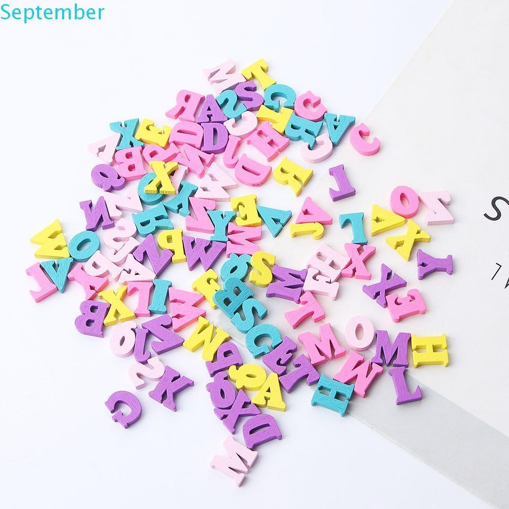 SEPTEMBER Colorful Letters 100Pcs/set Mixed English Wooden Letters ...