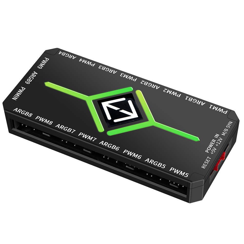 4Pin PWM 9 Ports RGB Fan Controller 5V 3Pin ARGB Cooling Fan Hub ...