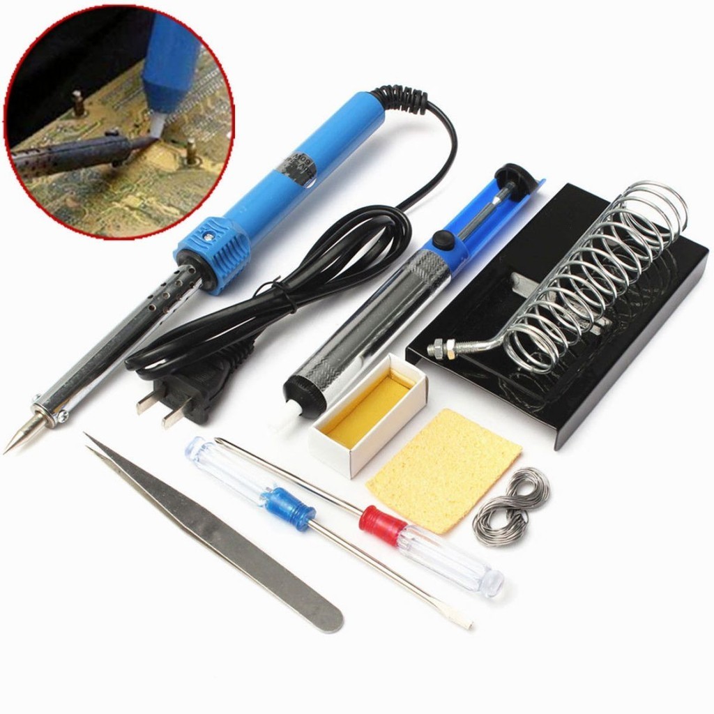 9 In 1 110V 30W DIY Electric Solder Starter Tool Kit Set Iron Stand Desolder Pump with US Plug ...