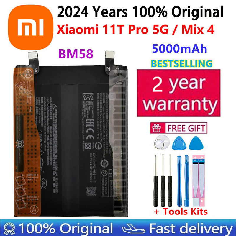 2024 Years 100% Original New High Quality Xiaomi 11T Pro 5G Mix 4 Mix4 Battery 5000mAh BM58 ...