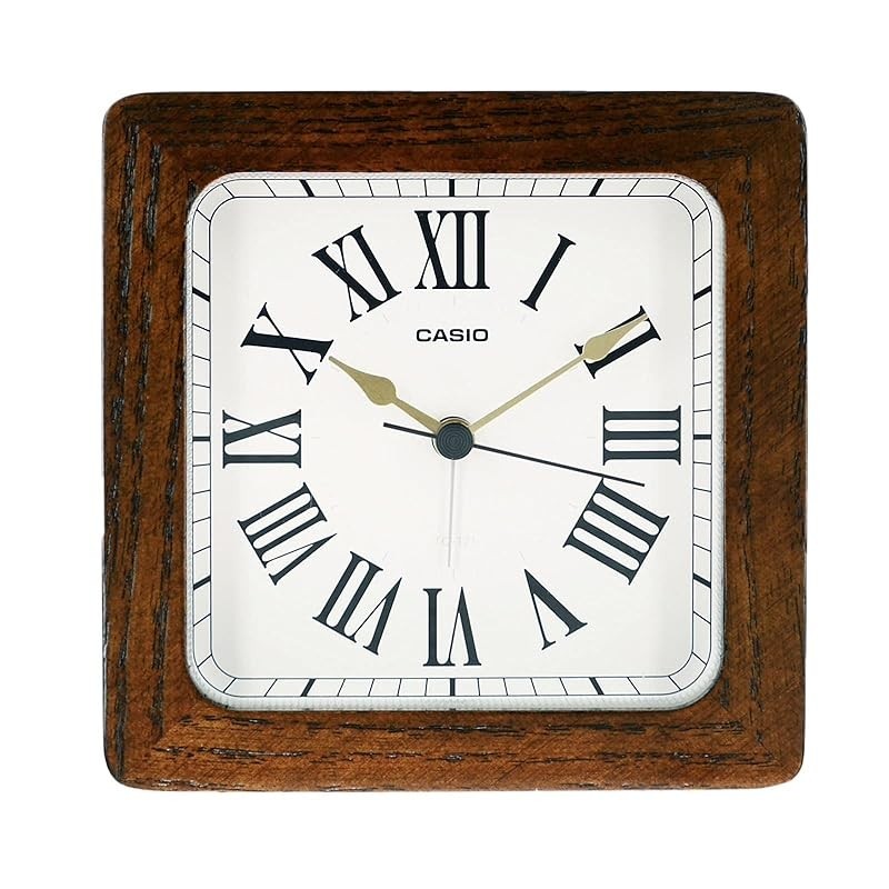 CASIO (Casio) tabletop clock Dark Brown Analog Natural Wood Frame with ...
