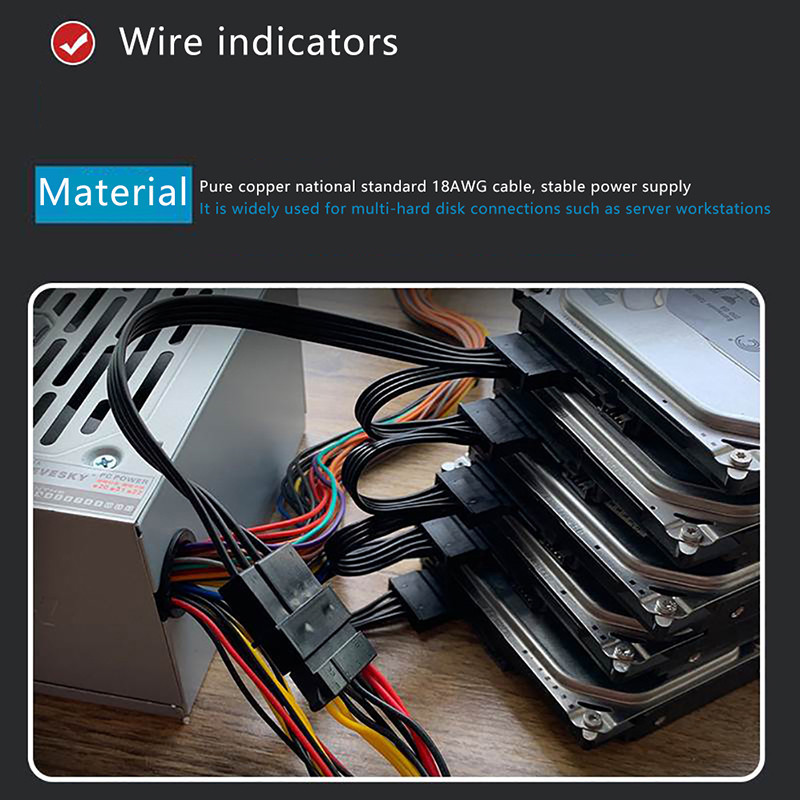 Meuctiffy 4Pin 1 Male To 3/4/5/6 Female Splitter SATA Power Extension ...