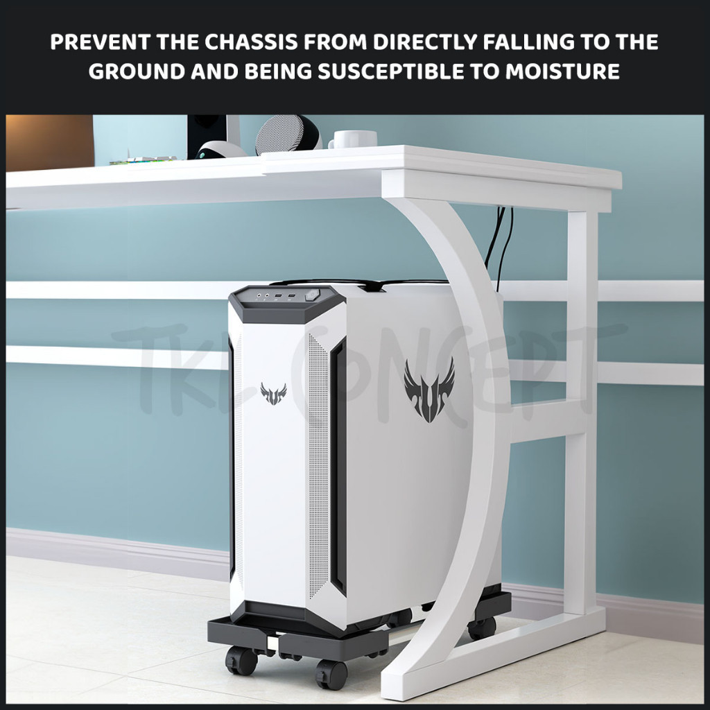 360 Rotating PC Tray Desktop Rack Computer Case Holder Trolley Roller ...