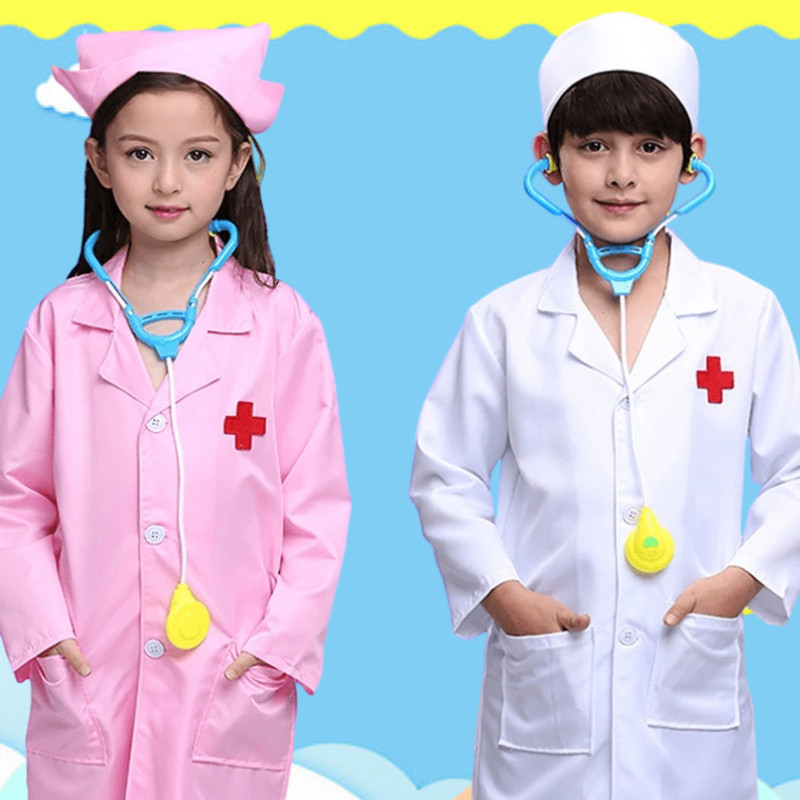Kids Cosplay Clothes Boys Girls Doctor Nurse Uniforms Long Sleeves ...