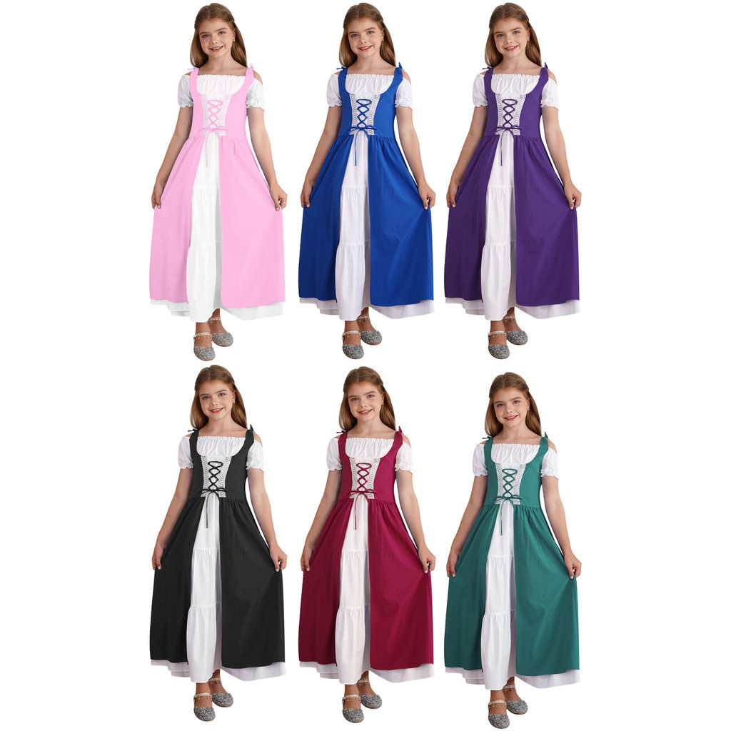 Rswnyirn Girls Medieval Princess Costume Renaissance Dress Up Costume ...
