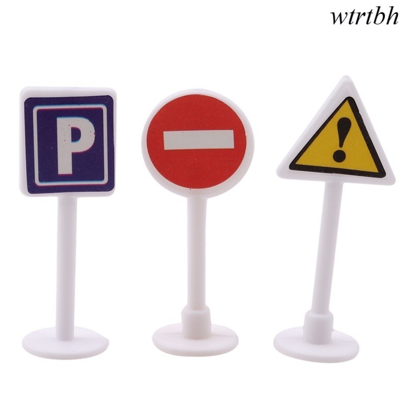 9pcs Kids DIY Model Scene Toy Kid Road Sign Roadblock Creative Traffic ...