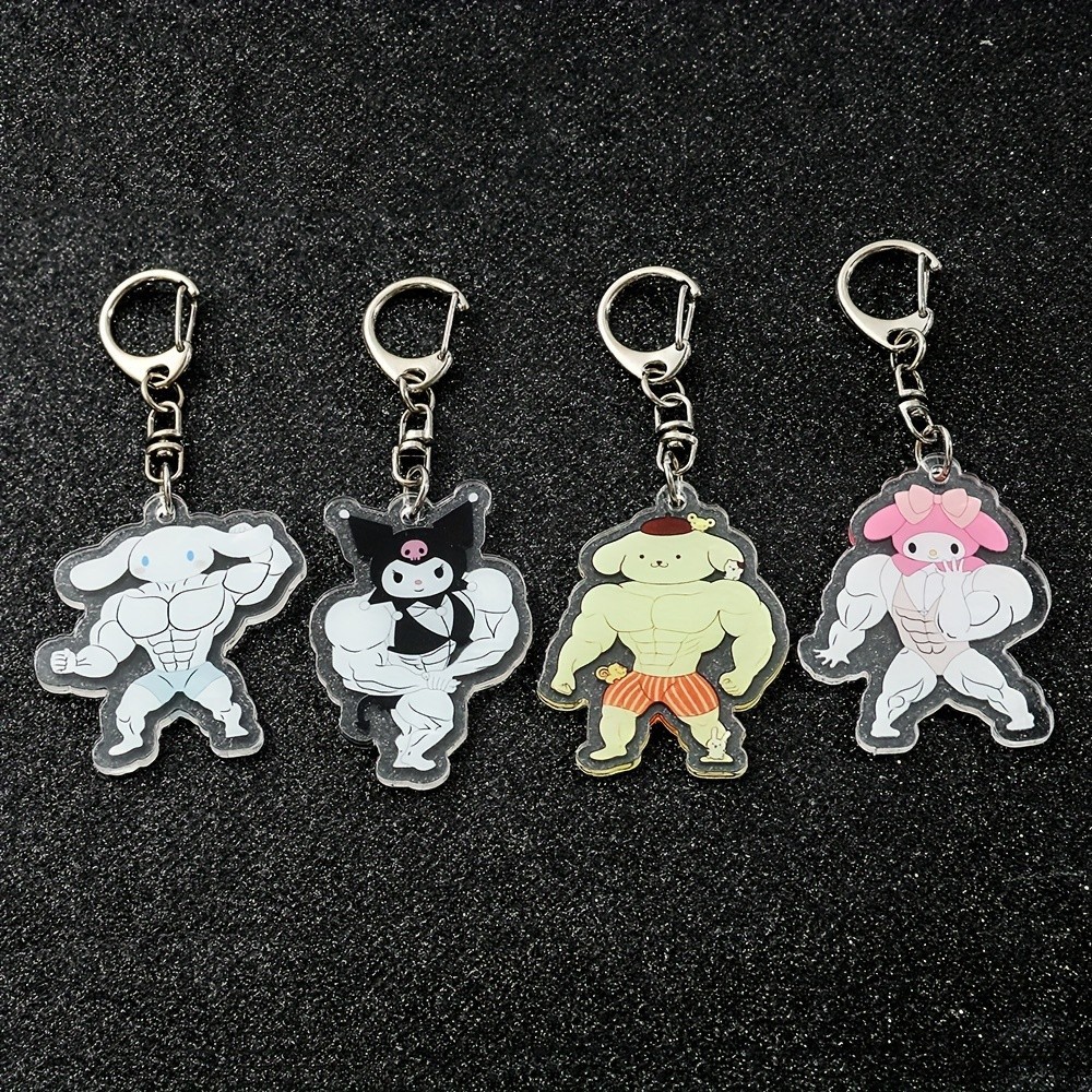 Sanrio Pom Pom Purin Kuromi My Melody Cinnamoroll Acrylic Keychain ...
