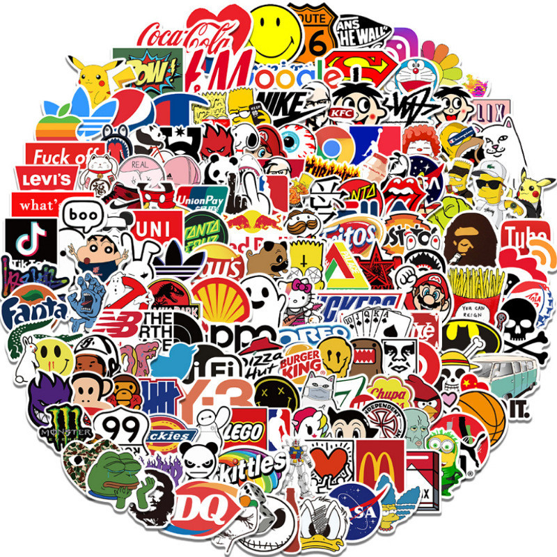 200/100/50PCS Cartoon Personalized Trendy Brand Logo Waterproof ...