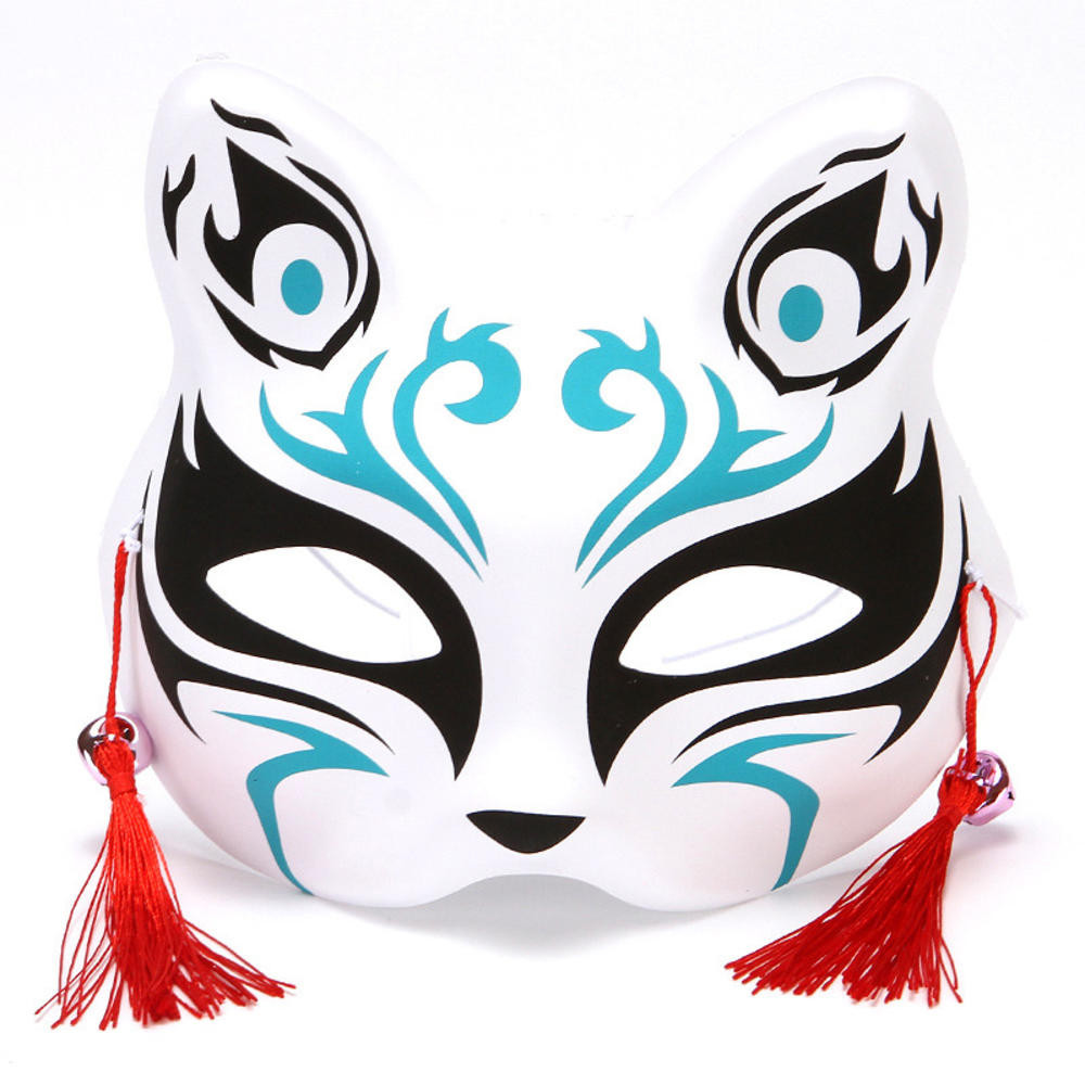 Fox Mask Japanese Cosplay Mask Half Face PVC Kabuki Kitsune Masks ...