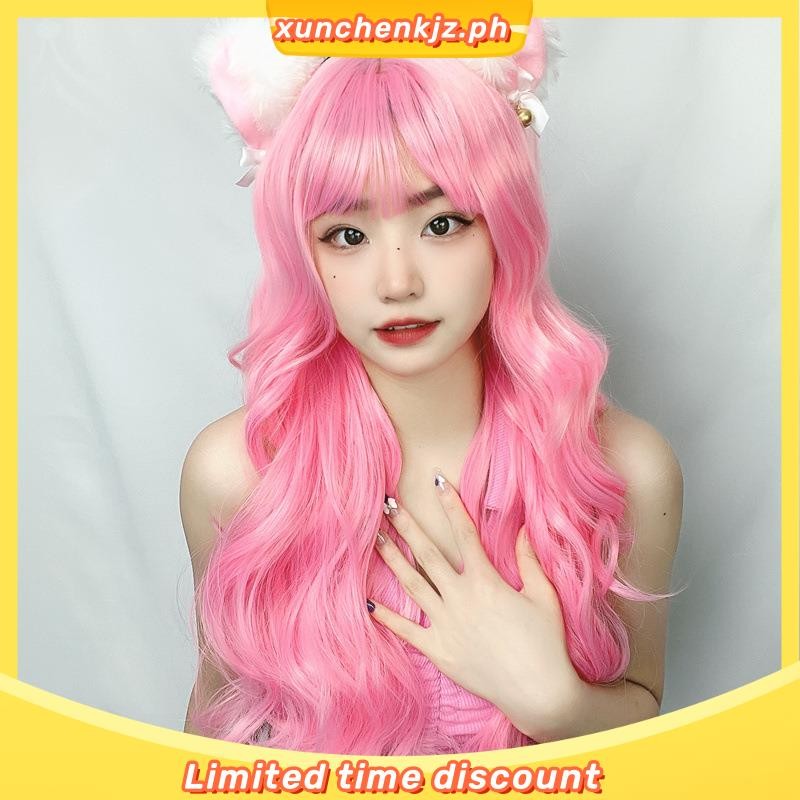 Barbie Pink Wigs For Women Long Straight Cruls Synthetic Hair For ...