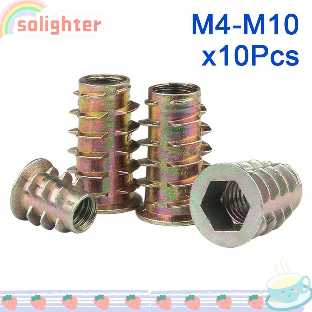 SOLIGHTER 10pcs/lot Hexagonal Trapezoid Nuts, Flanged Zinc Alloy Hex ...