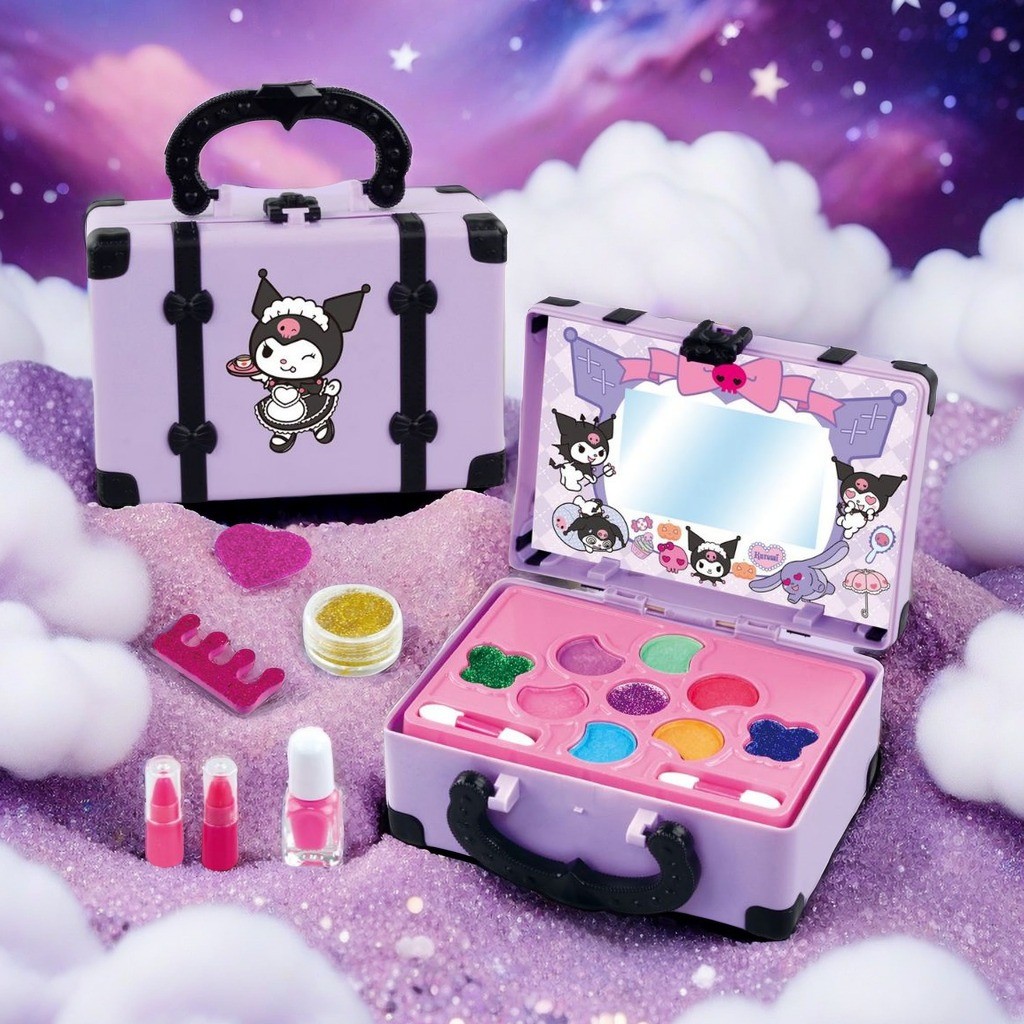 Kuromi Makeup Toys for Kids Girls Real Makeup Kit Melody Makeup Toy Set ...