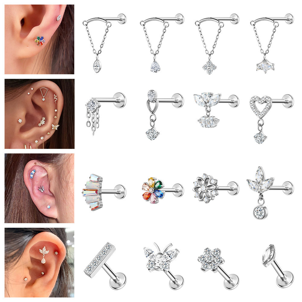 G23 Titanium Steel Labret Piercing Rainbow Color Helix Tragus Stud ...