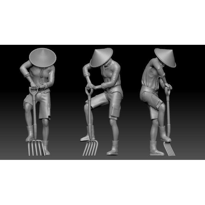 Farmer_with_pitchfork Resin Figures Scale 64 Diecast Diorama Display ...