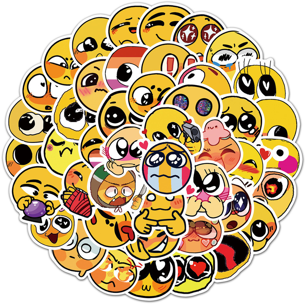 100Pcs/Set Q Funny Smile Emoji Stickers DIY Waterproof Fashion Decals ...