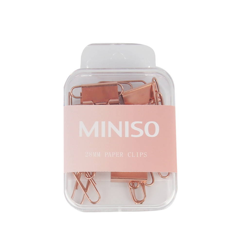 MINISO Rose Gold Series Paper Clips & Binder Clips Set | Shopee Philippines