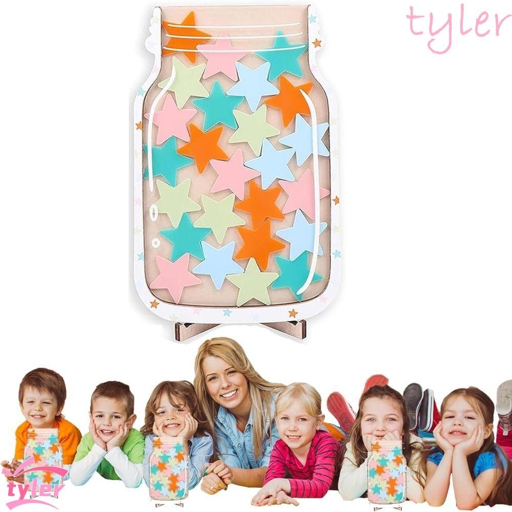 TYLER1 Positive Behavior Rewards Jar, Wooden Cartoon Kids Star Reward ...