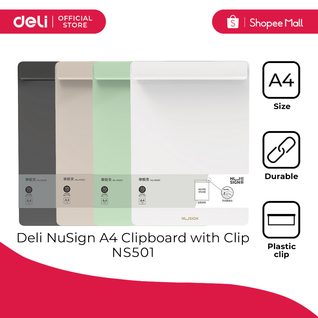 Deli NS501 NuSign A4 Clipboard with Clip | Shopee Philippines