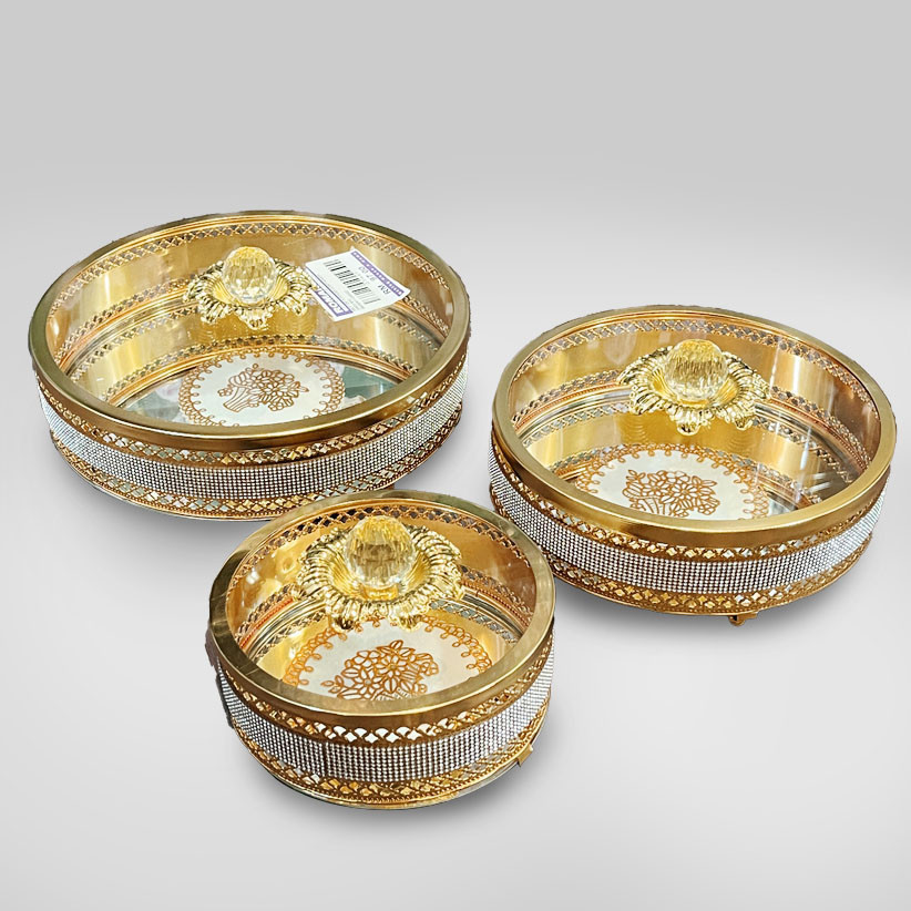 Romantika SET OF 3 Luxury Gold Food Container Style Crystal Storage ...