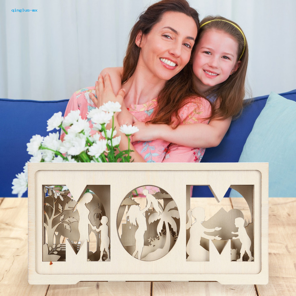 QG Multi-tiered Display Piece Mother Day Ornament Mother's Day Wooden ...