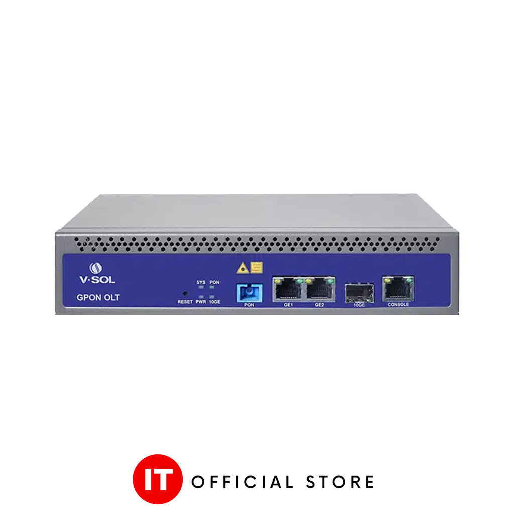 VSOL V1600GS-F - 1-port GPON OLT with Fan and Bracket - (1) 10G SFP+, (2) ports Gigabit RJ45 ...