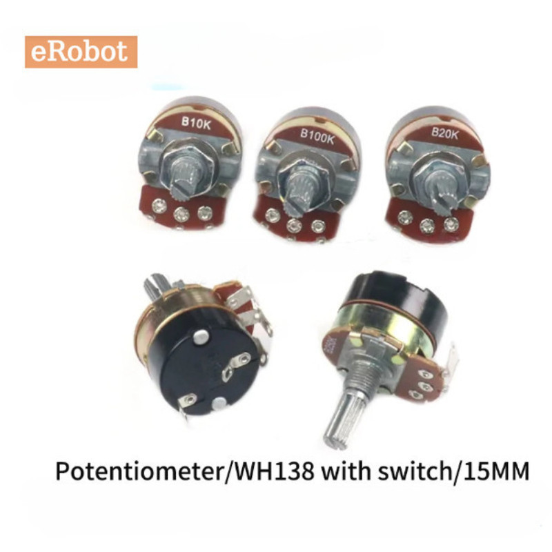 Potentiometer WH138 With Switch 15MM B5K B10K B20K B22K B50K B100K ...