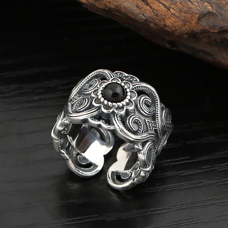 Ring Men Retro Thai Silver Mongolian Pattern Creative Fashion Unique ...