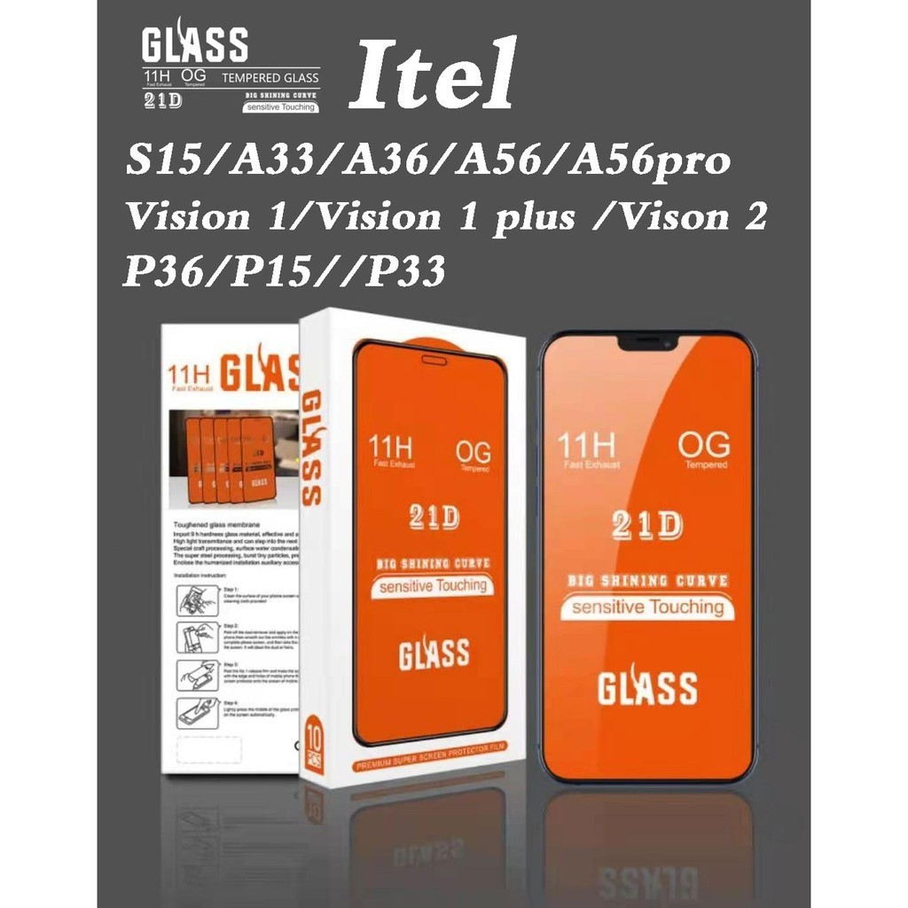 2pcs Itel 21D Full Tempered Glass itel s15/a33/a36/a56/a56pro/p36/p15 ...