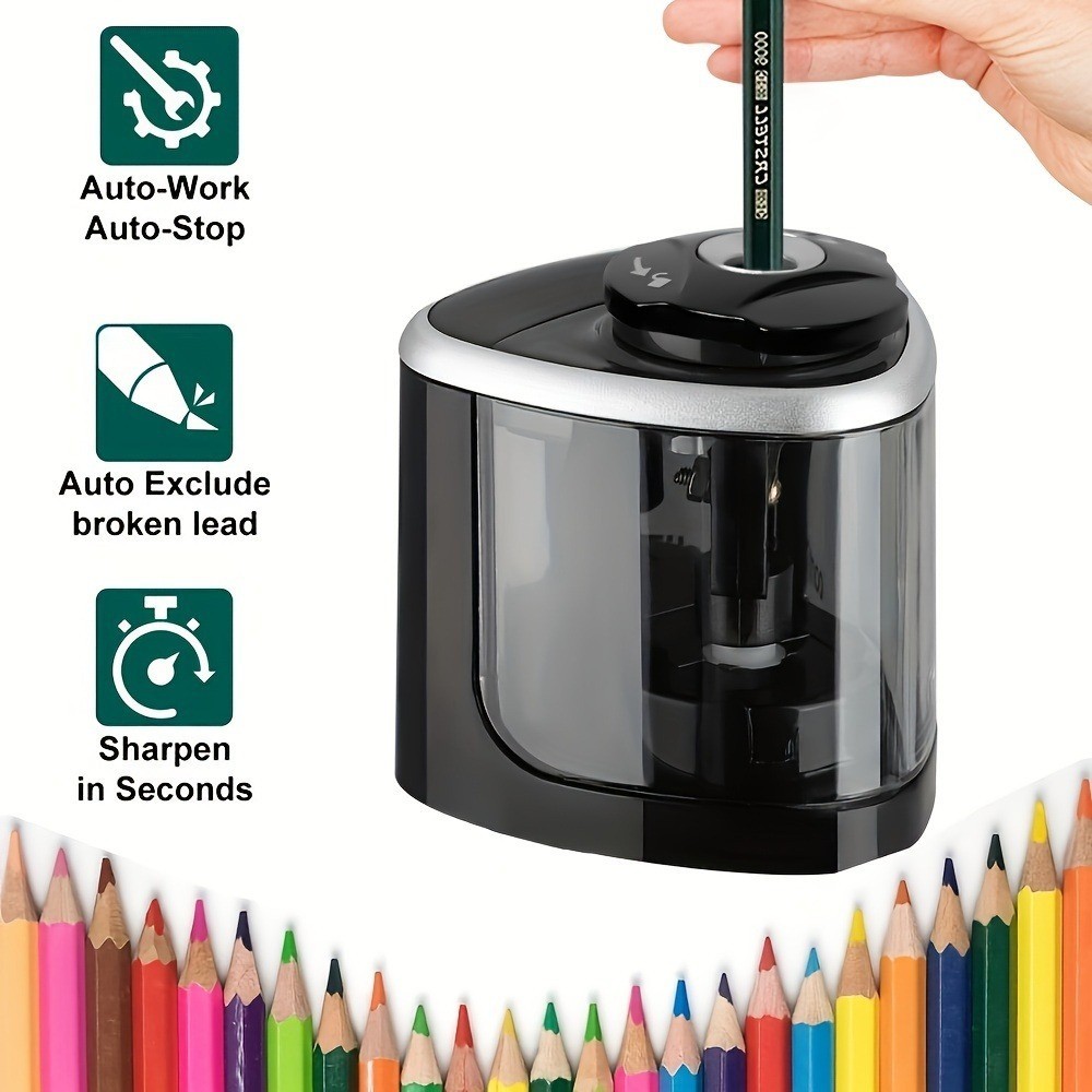 Sleek Automatic Pencil Sharpener Desktop Convenience Quick Sharpening ...