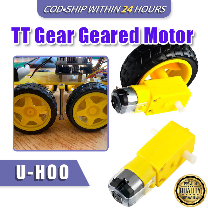 Yellow TT Gear Geared Motor and Wheel Smart Car Robot Gear Motor High ...