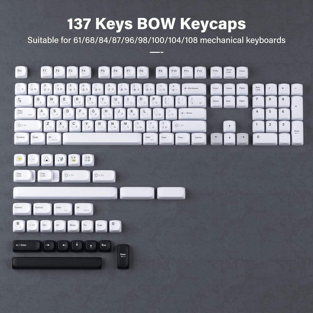 XVX PBT Keycaps - MOA Keycaps White, Janpanese Keycaps 75 Percent ...
