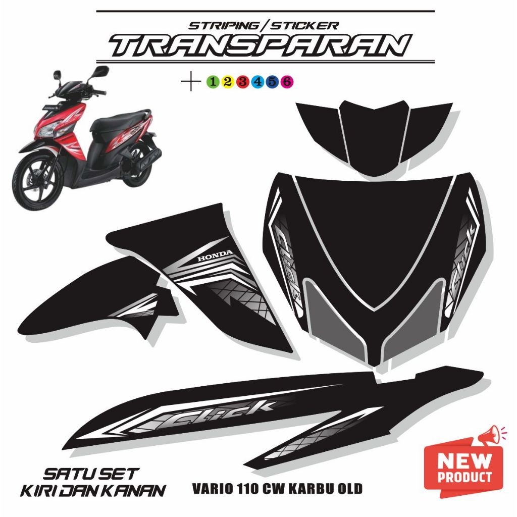 STRIKER transparent uv clear striping sticker VARIO 110 CARBON | Shopee ...