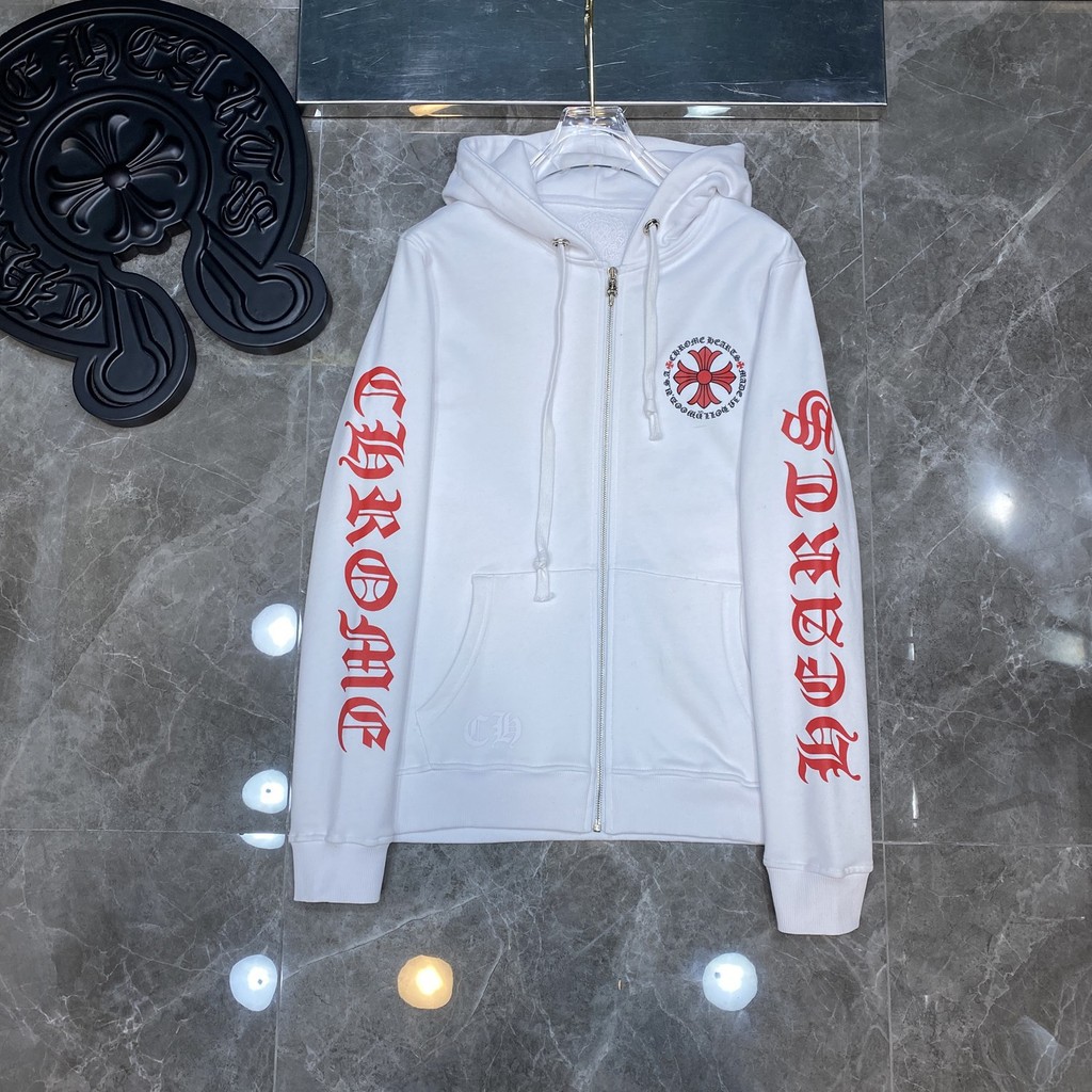 Chrome Hearts Red Cross Sanskrit Letter Flower Arm Horseshoe Zipper ...