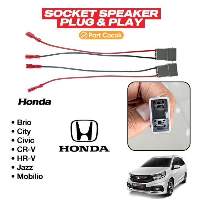 Pnp Speaker Cable Socket for Honda Brio/City/Civic/CRV/HRV/Jazz/Mobilio ...