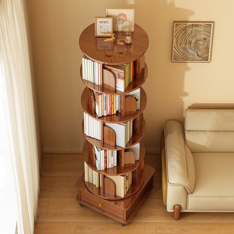 360°Rotatable Bookshelf Floor-standing Wall-mounted Integrated Storage ...