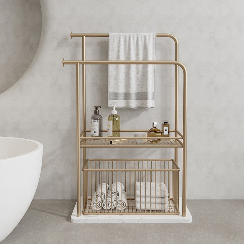 Nordic Bathroom Floor Towel Rack Storage Rack Washroom Bath Towel Rack ...