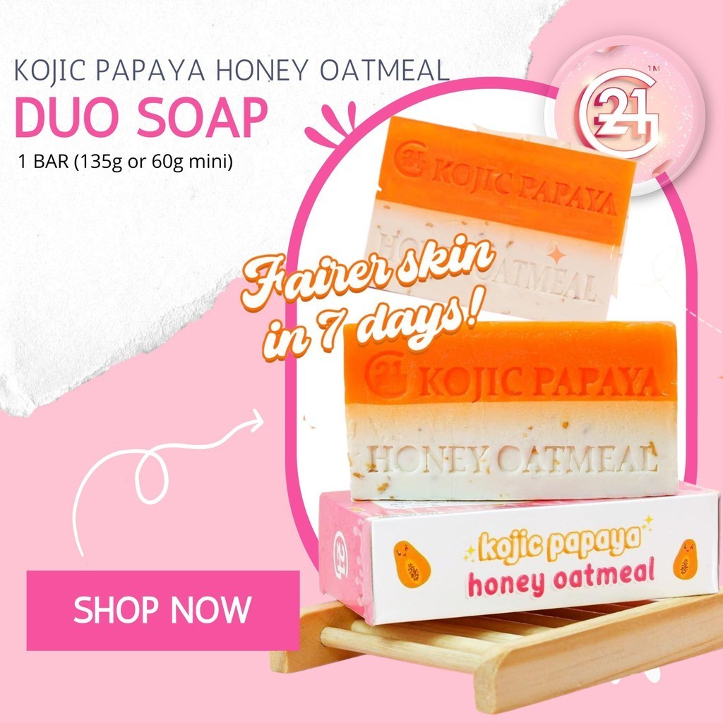 G21 Kojic Papaya Honey Oatmeal DUO Soap | 135g FULL SIZE or 60g MINI ...